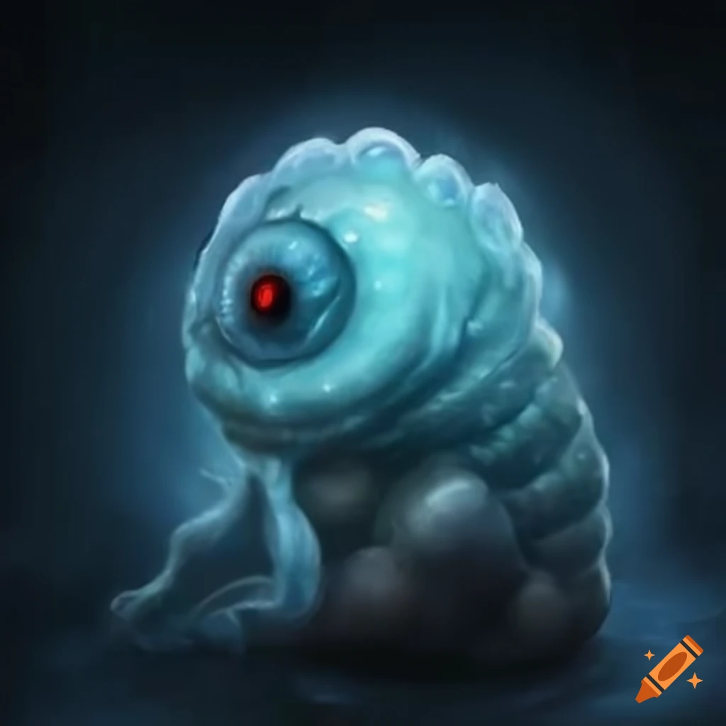 Image of a frost worm larva with a red eye