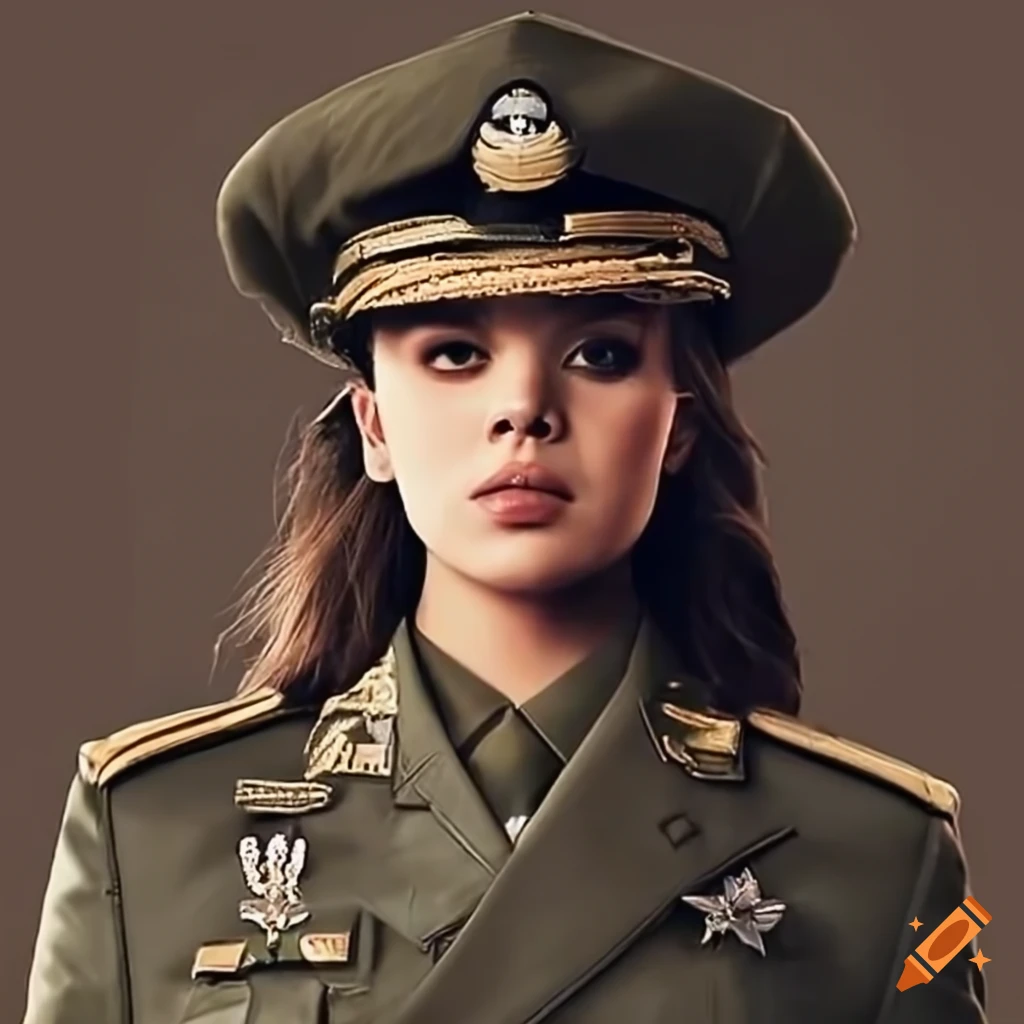 Hailee steinfeld in army uniform on Craiyon
