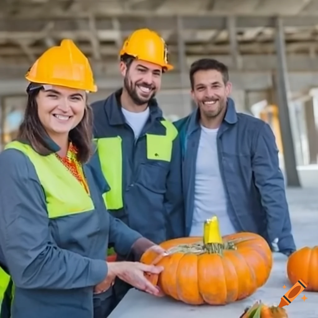 Thanksgiving celebration at a construction site on Craiyon