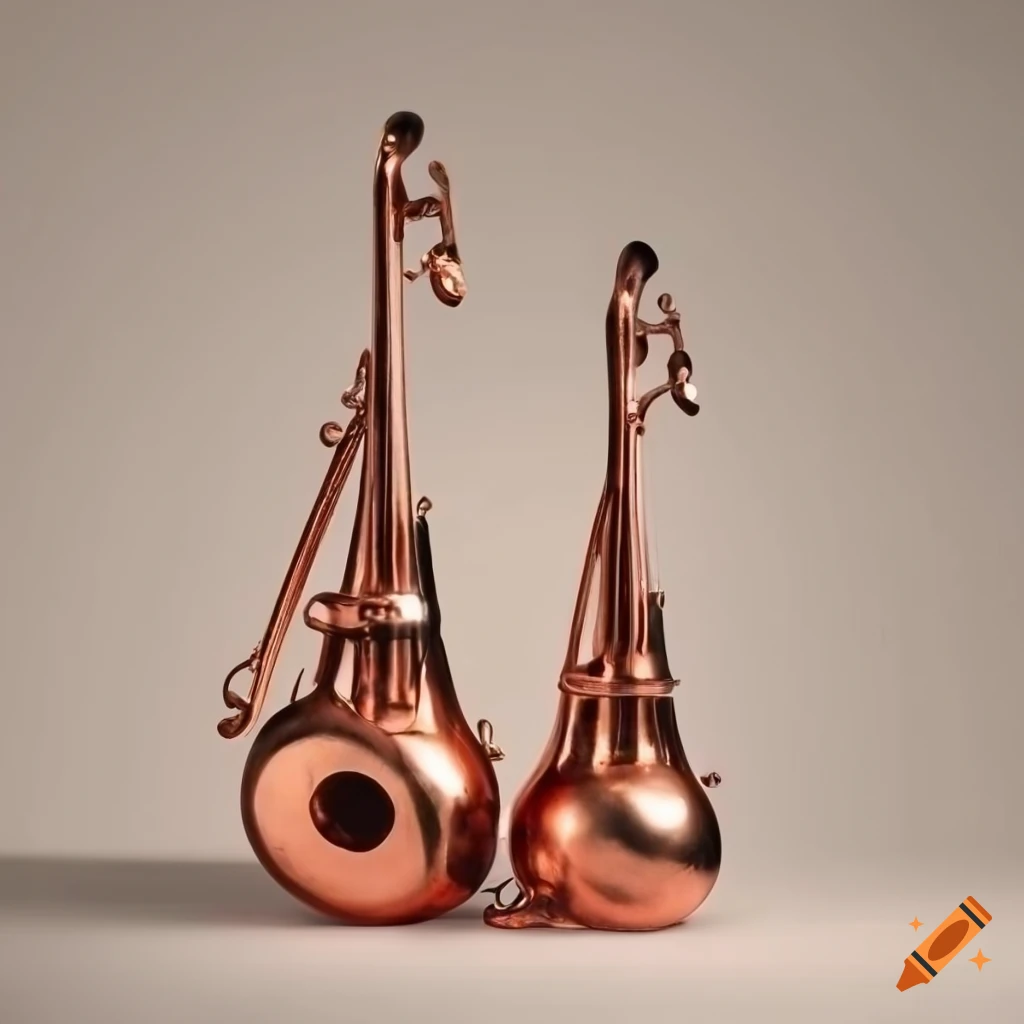 Three copper musical instruments