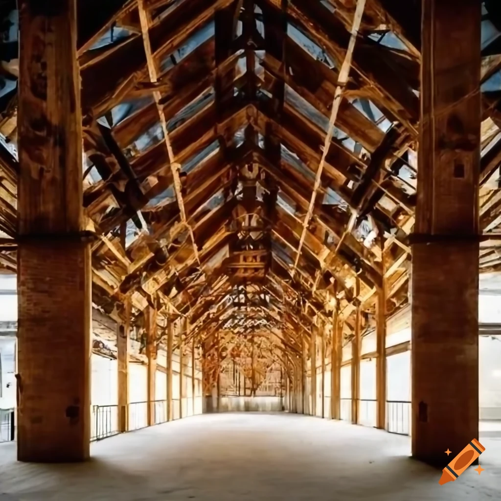 Repurposed warehouse frame for the house of music on Craiyon