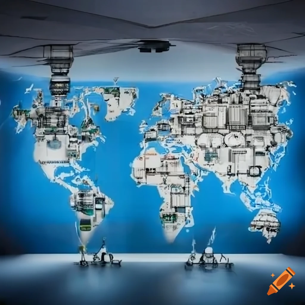 World map from the perspective of robots on Craiyon