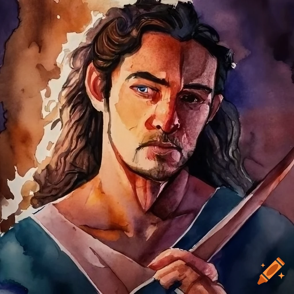 Watercolor painting of perrin aybara from wheel of time