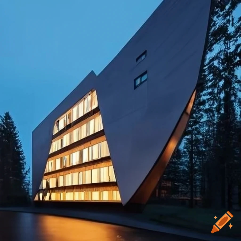 Diagonal shaped office building in seinäjoki on Craiyon