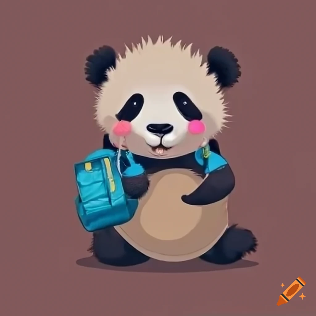 Adorable baby panda with a backpack