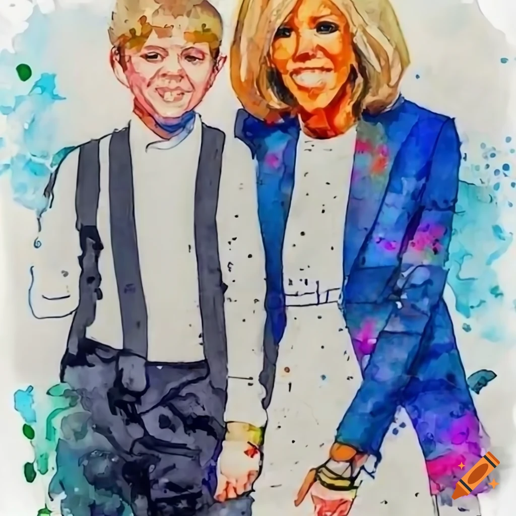 Portrait of brigitte macron and emmanuel macron
