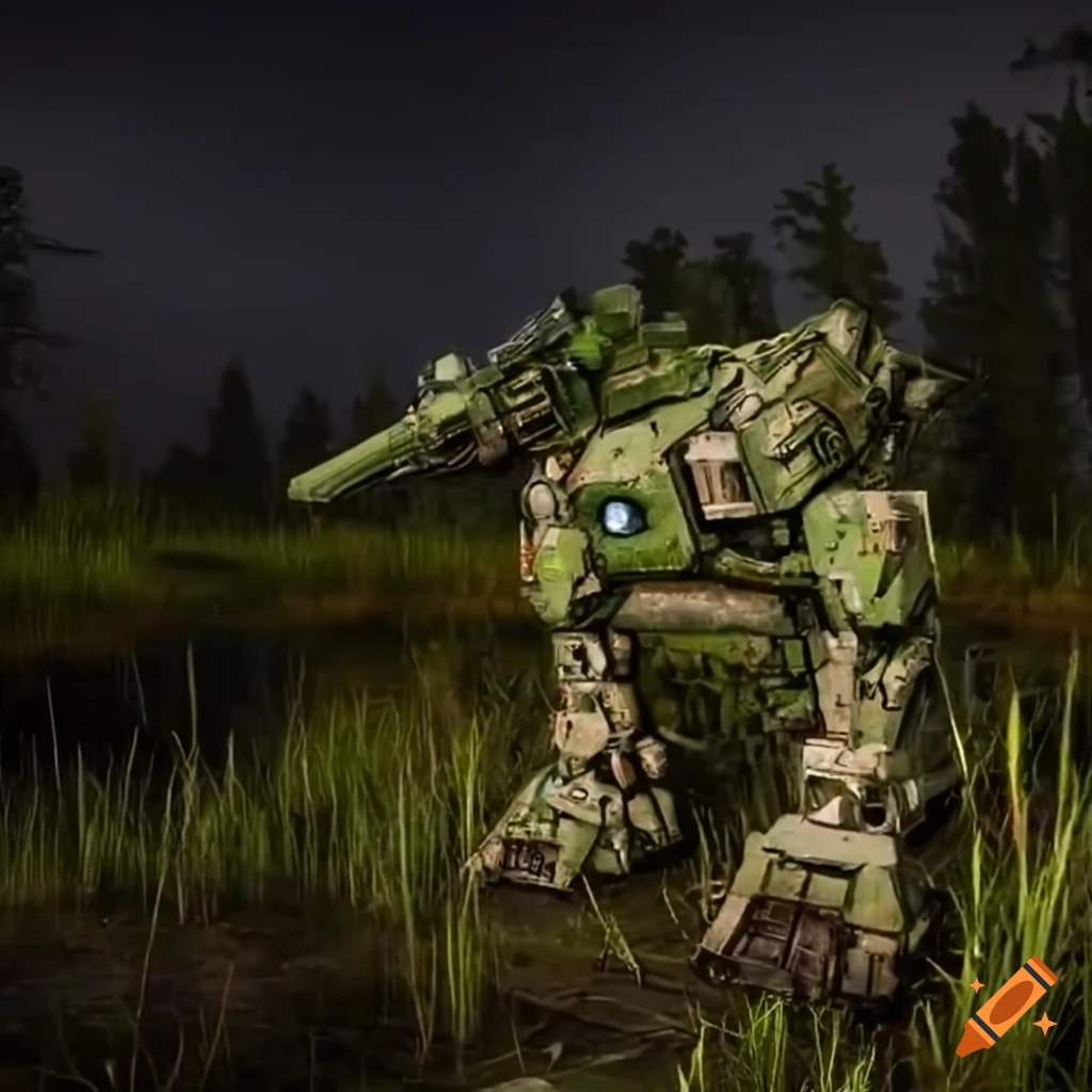 Aquatic mech with boat-like design and radar antenna on Craiyon