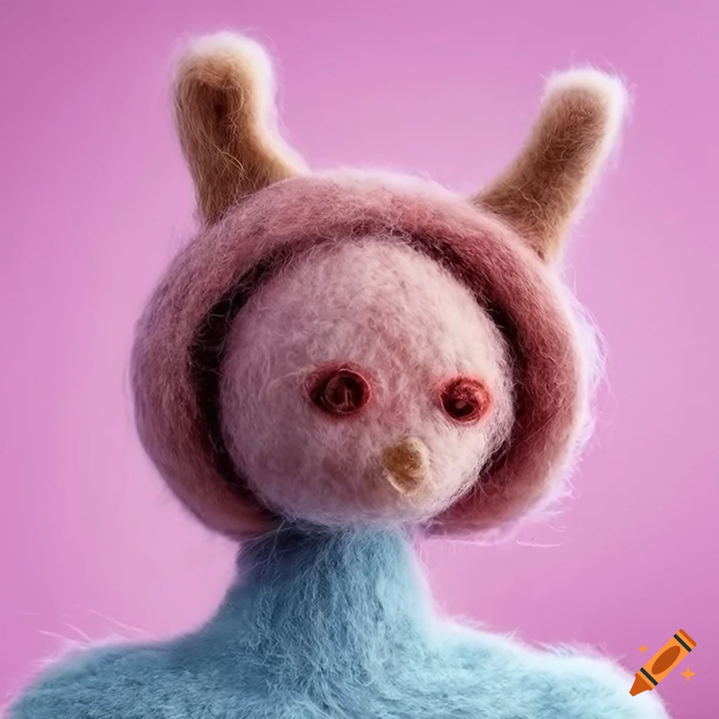 Felted wall creatures wearing intricate tribal outfits on Craiyon