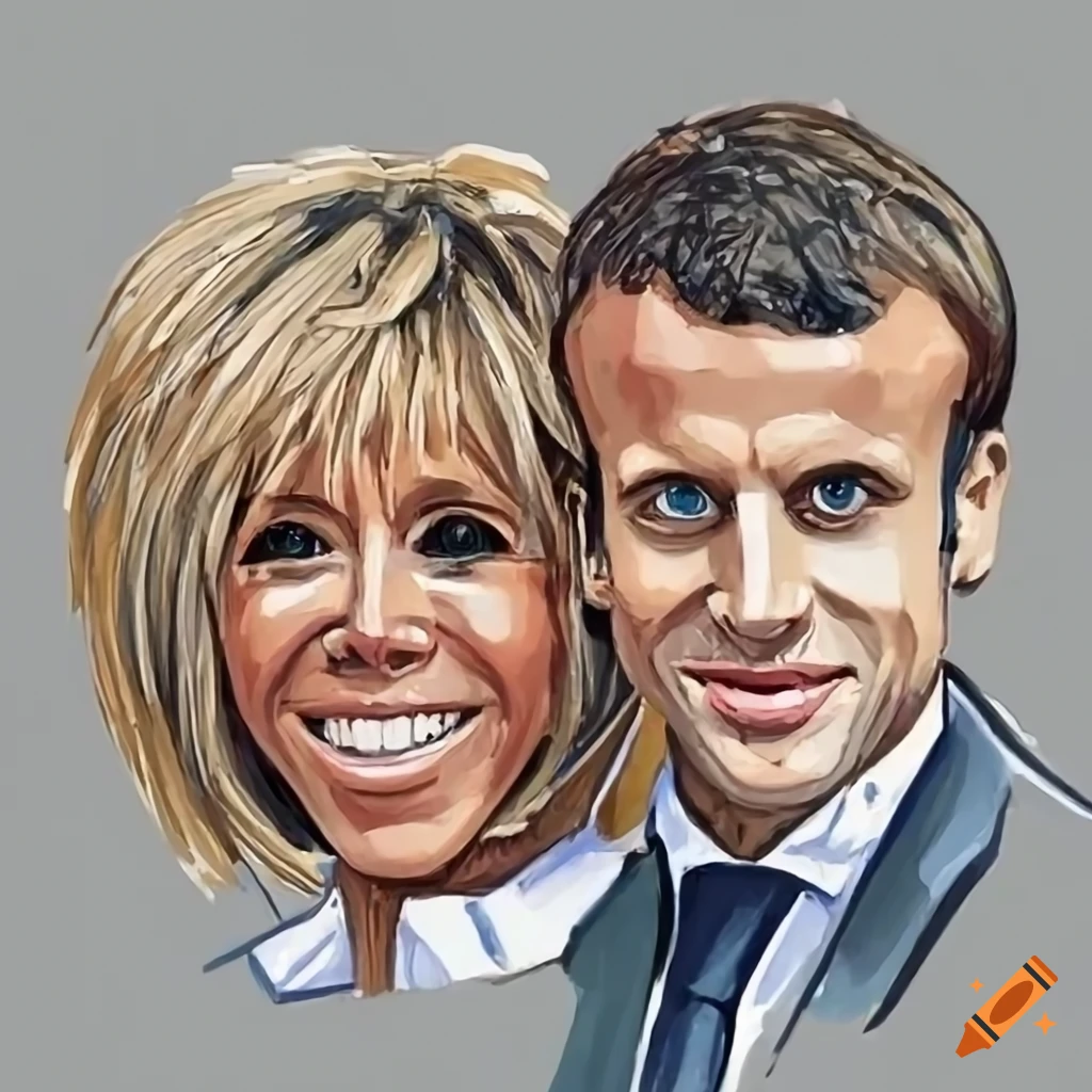 Portrait of Brigitte Macron and Emmanuel Macron on Craiyon