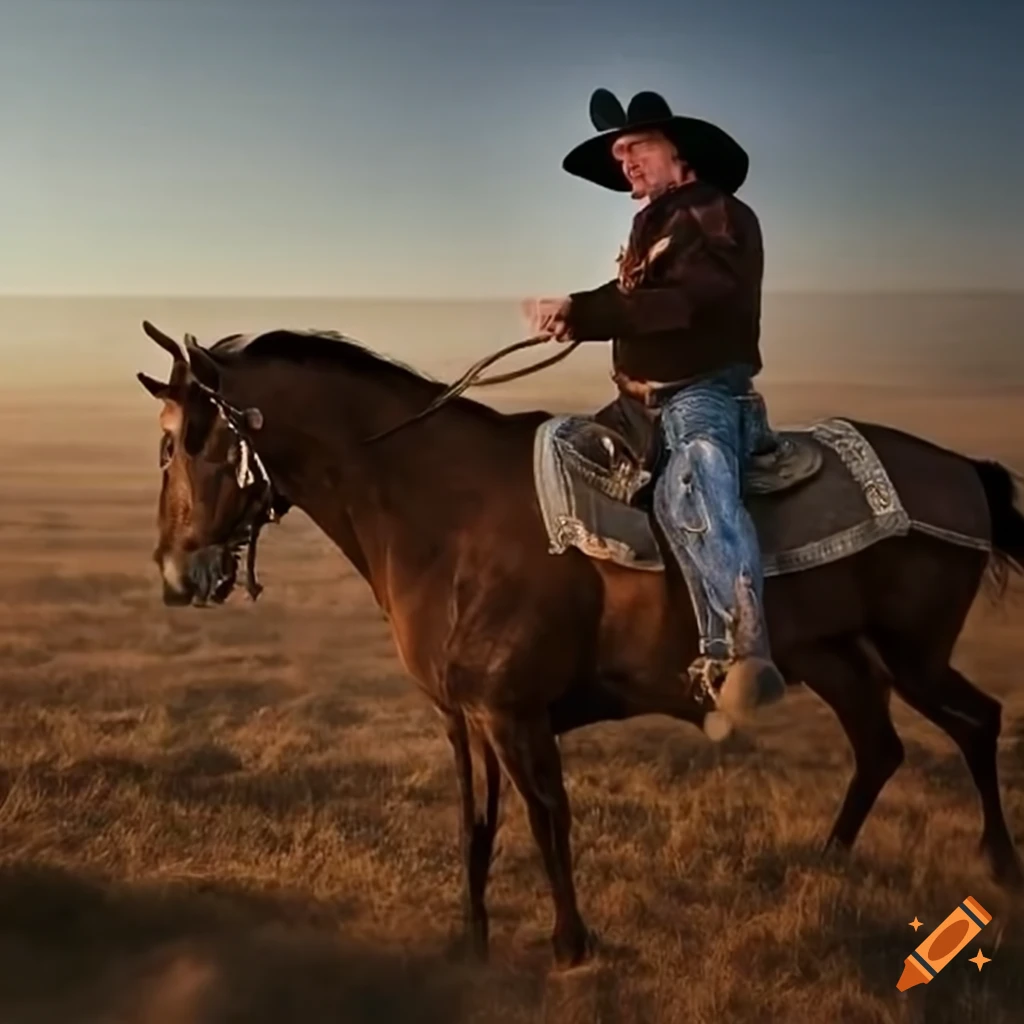 Pascal van der Veeken as a cowboy riding a horse on Craiyon