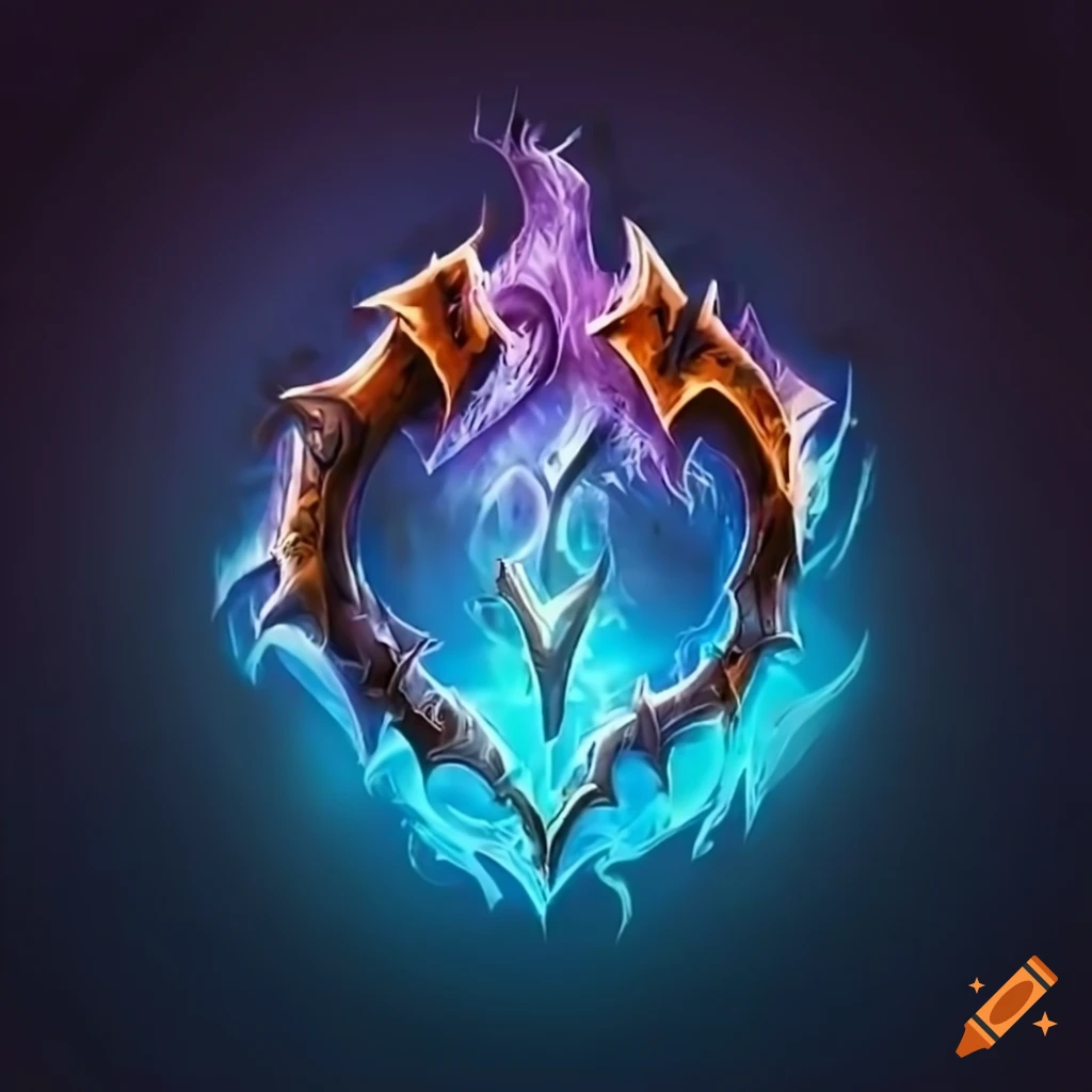 World of warcraft logo in icy blue and fiery tones on Craiyon