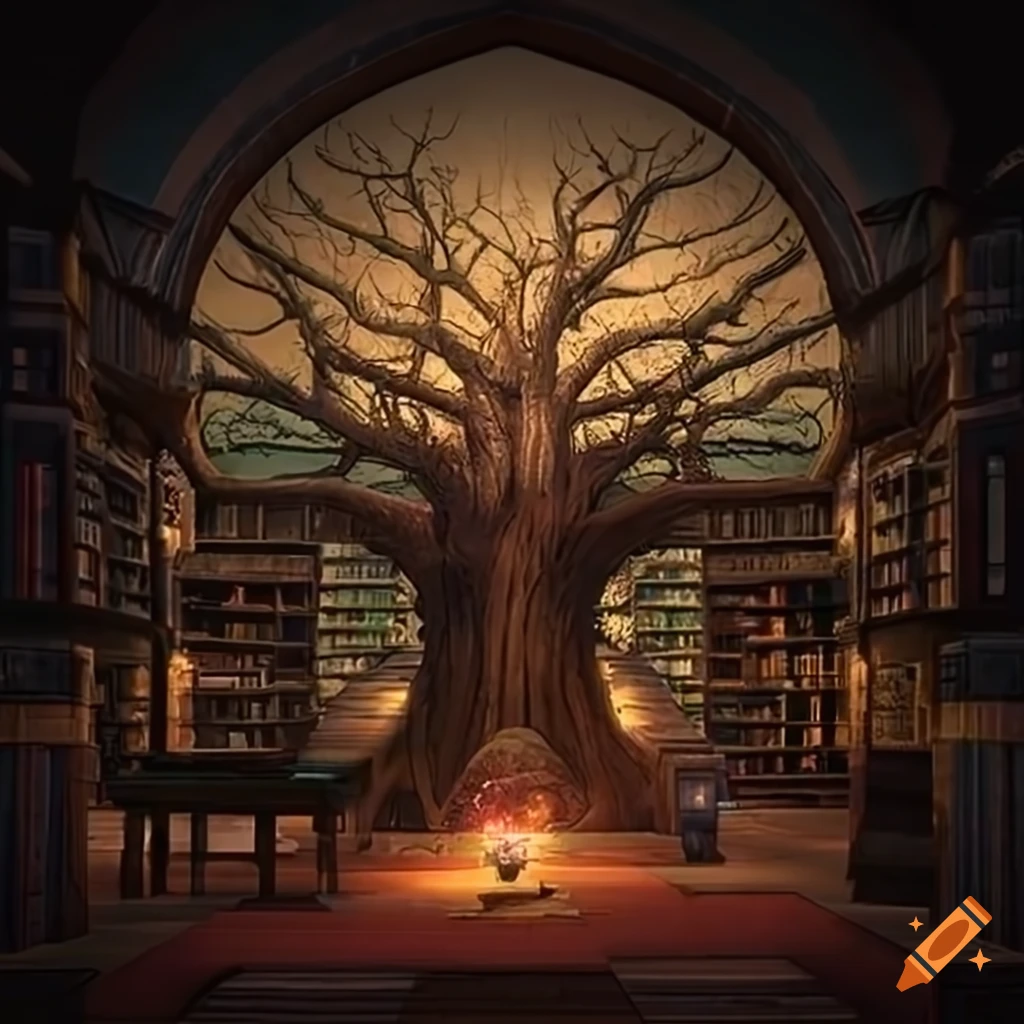 Iron library under the full moon on Craiyon