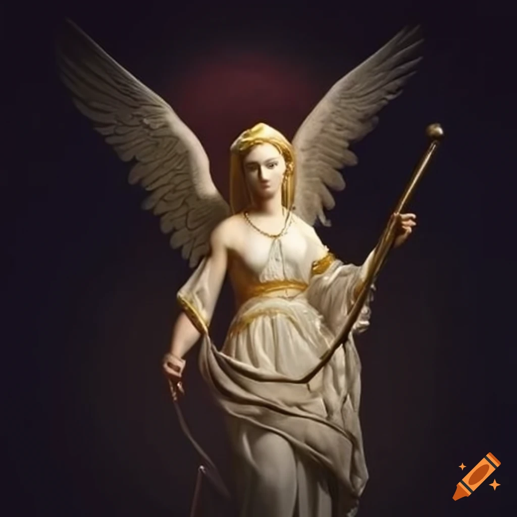 Divine angel holding a rod on Craiyon