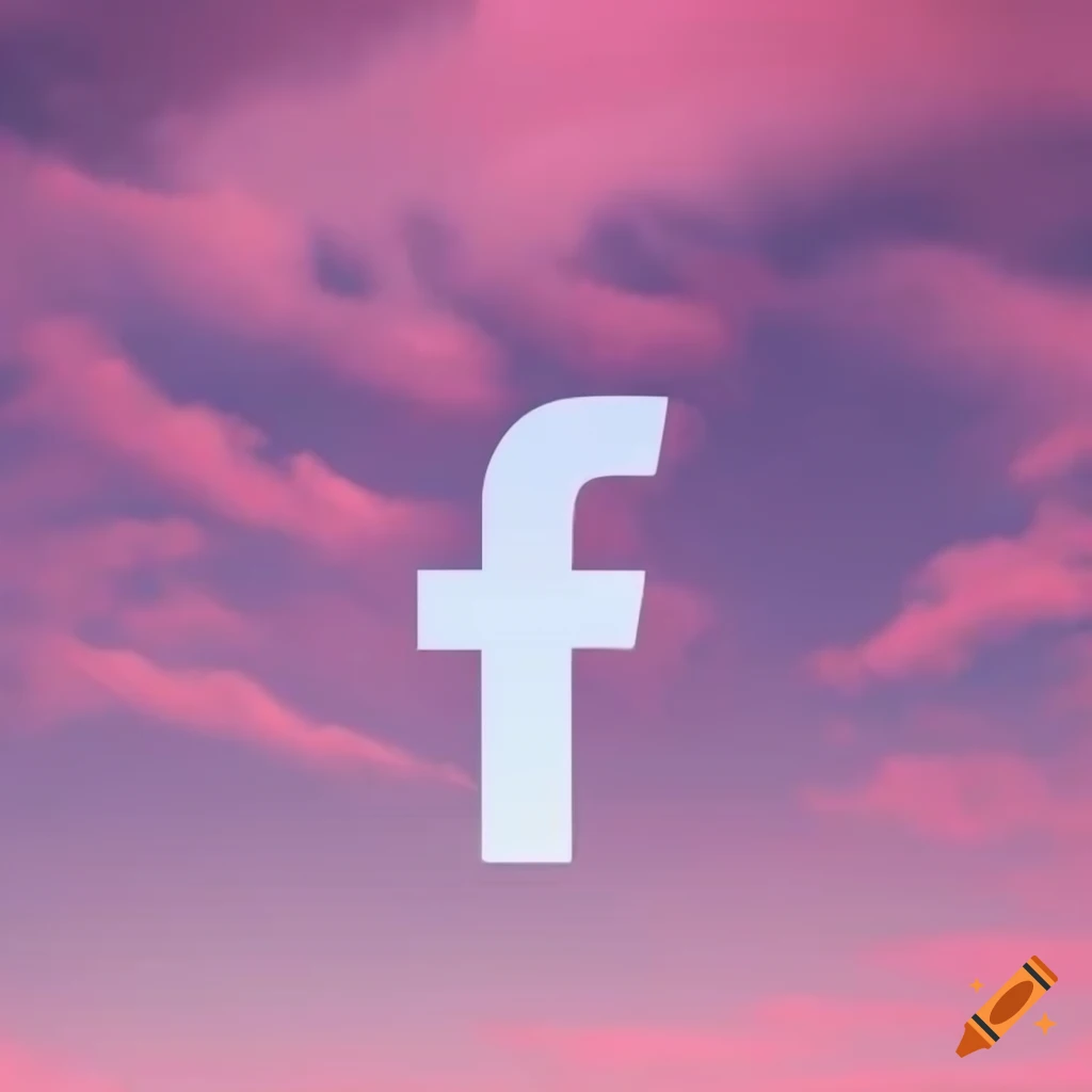 Pastel pink sky with facebook logo