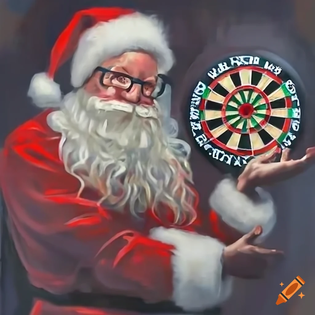 Santa playing darts on Craiyon