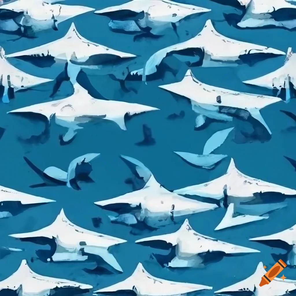 Watercolor pattern of happy sharks on Craiyon