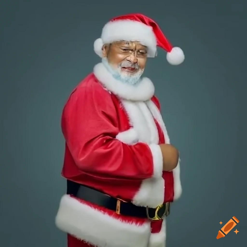 Humorous image of an overweight man in Santa Claus costume on Craiyon