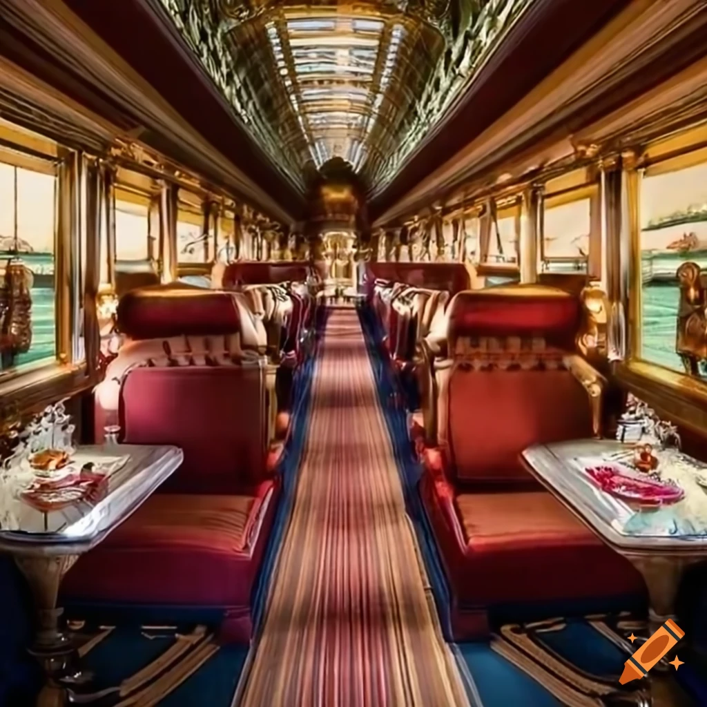 Interior of orient express train cigar lounge on Craiyon