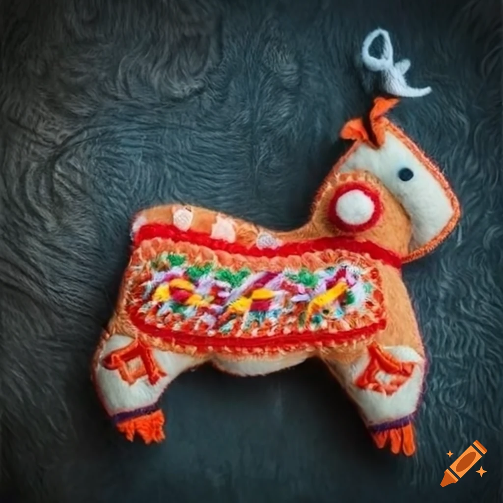 Mongolian felt animals in traditional style patterns
