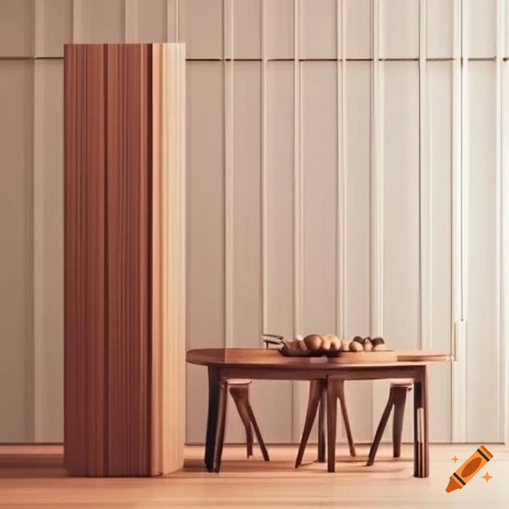 Liminal room with yellow wallpaper and columns on Craiyon