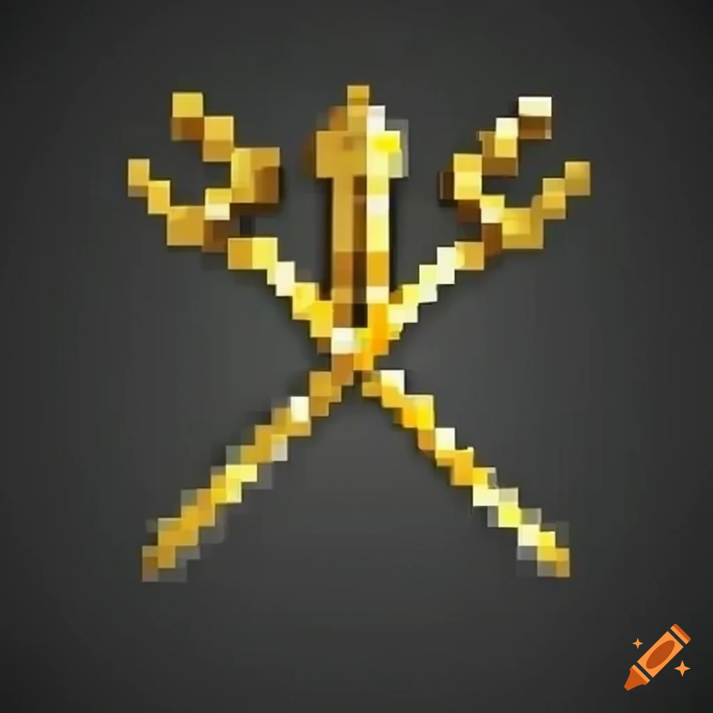 Gold trident logo from minecraft on Craiyon
