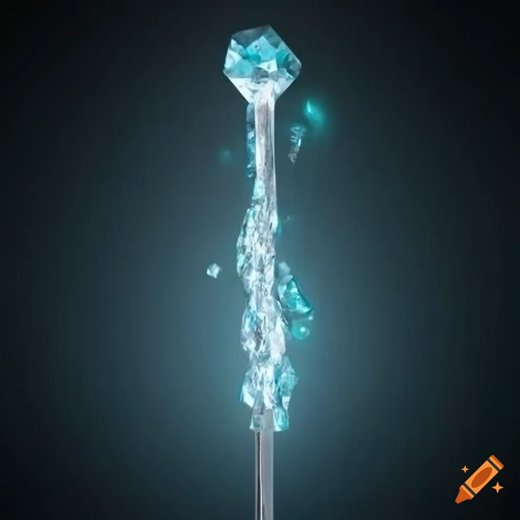 Sculptural metal rod with a crystal at the end on Craiyon