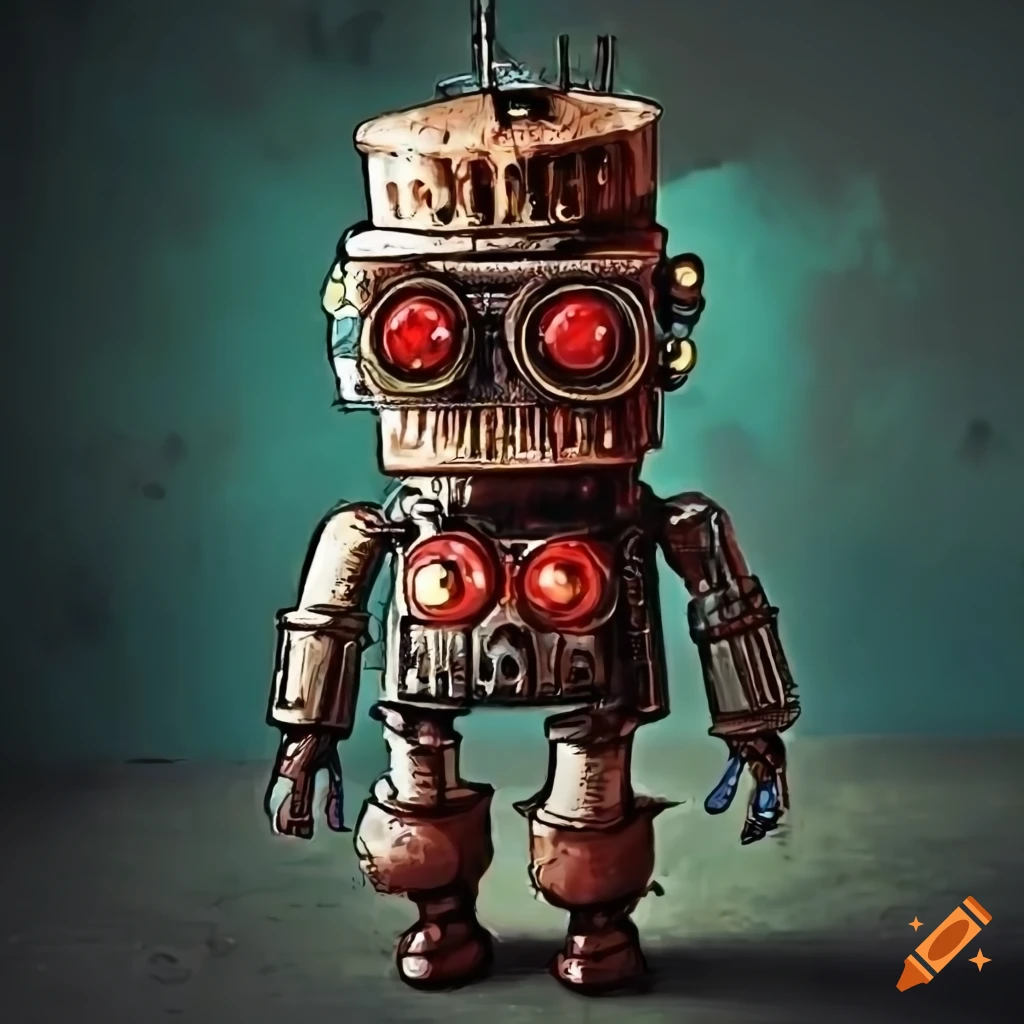 Crust punk grunge robot on Craiyon
