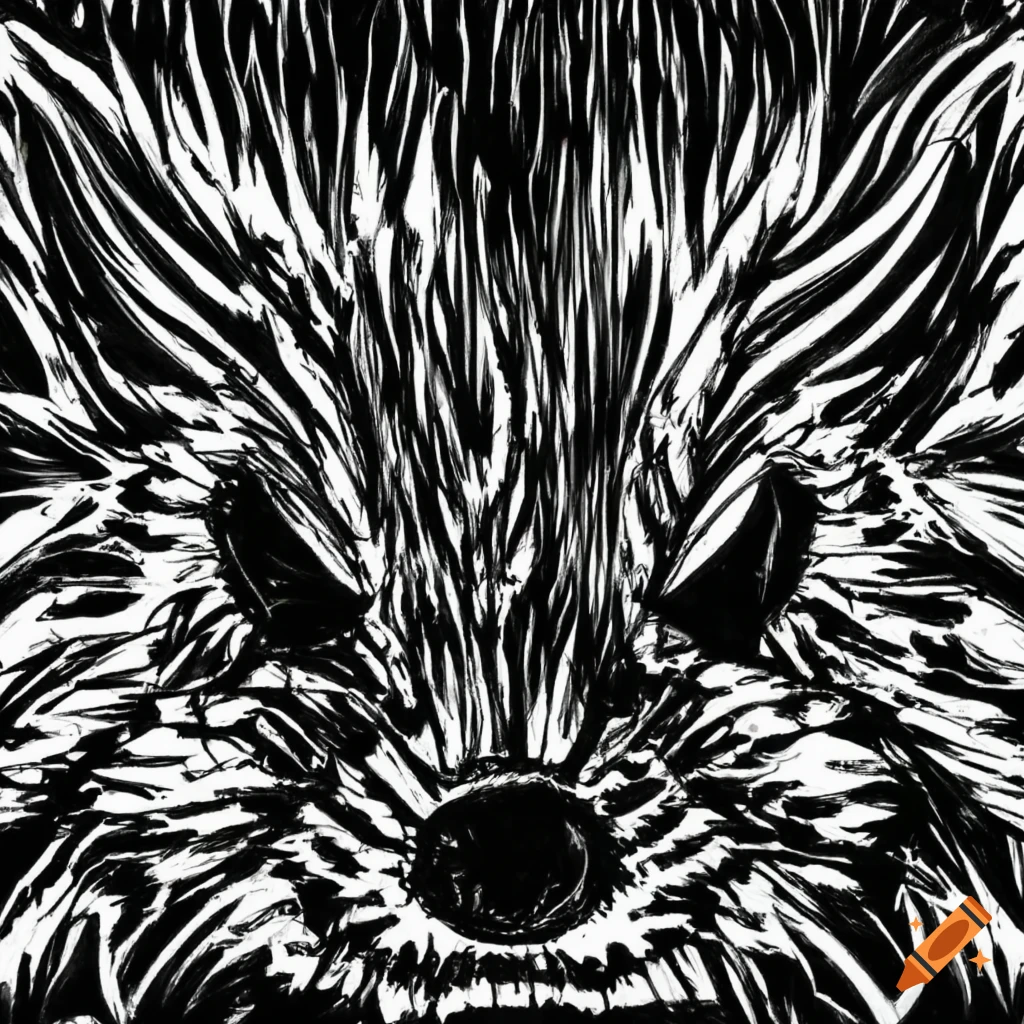 Hedgehog illustration with bold black lines on Craiyon