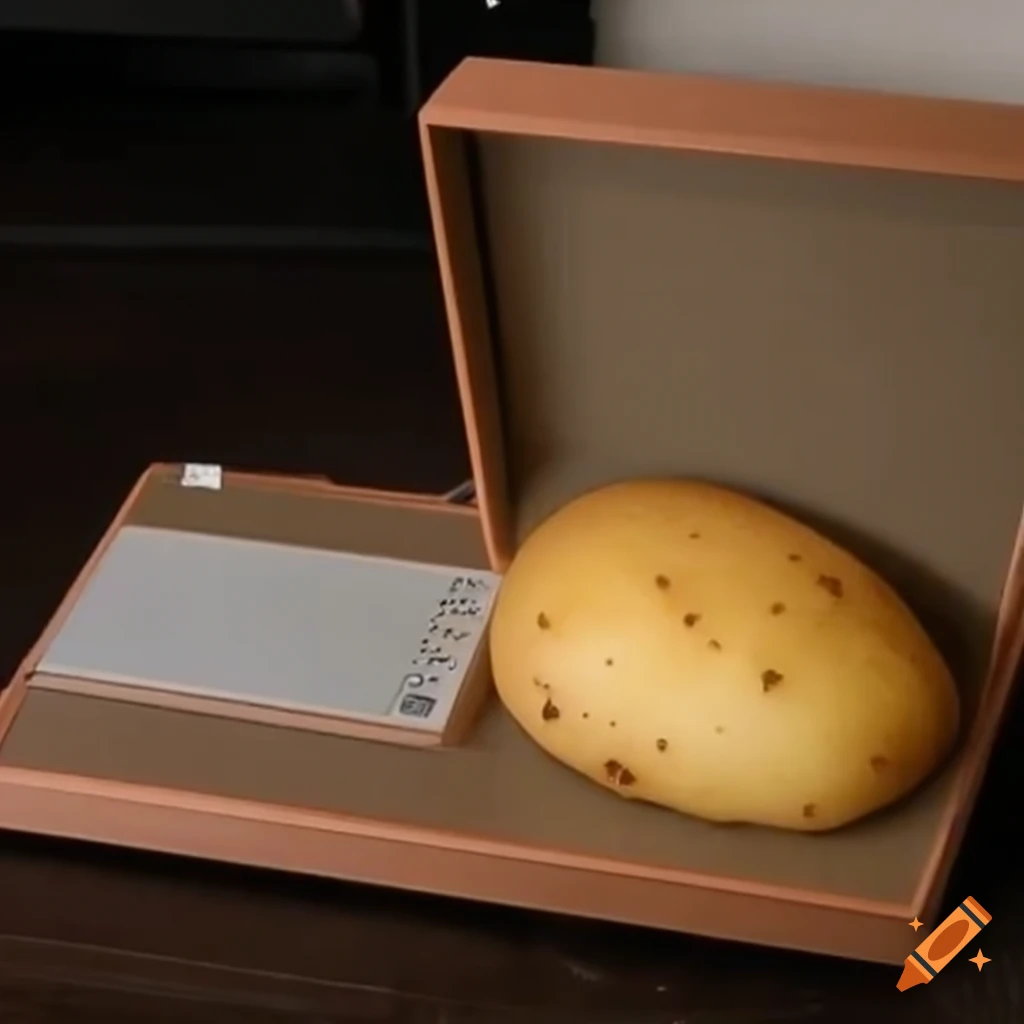 Humorous image of a gaming PC made from a potato on Craiyon