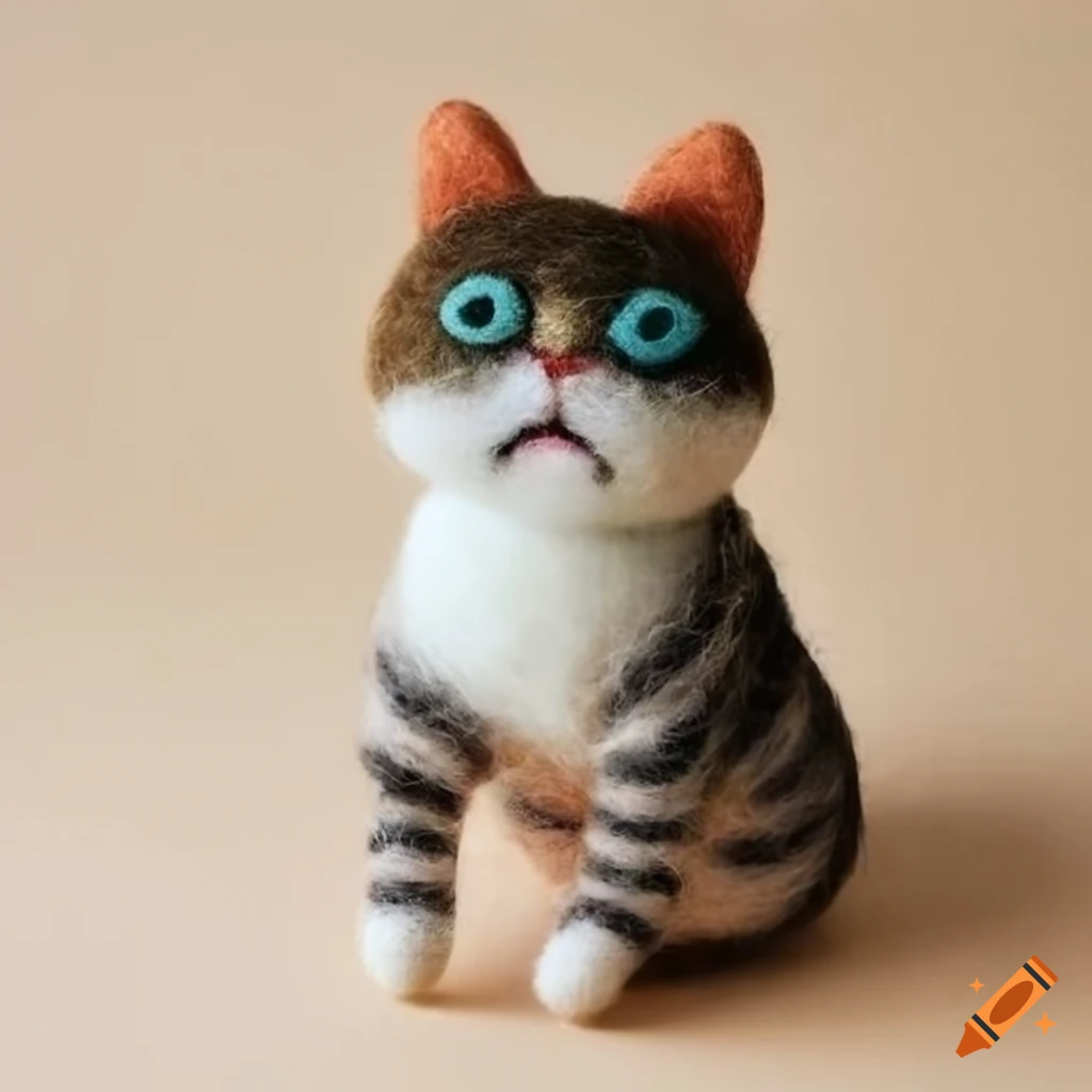 A felted cat shedding tears on Craiyon