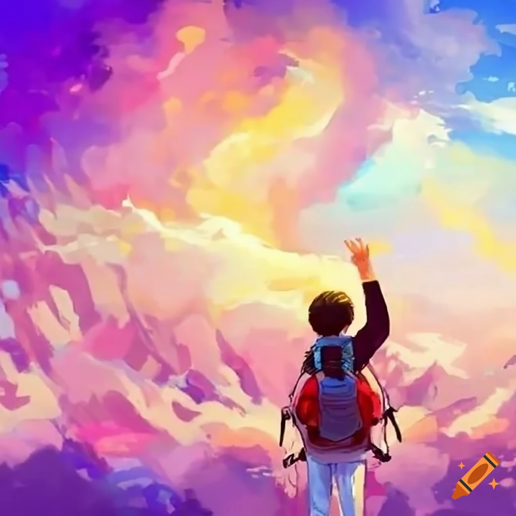 Kid pointing towards the sky