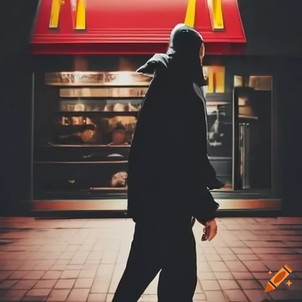Eminem entering a McDonald's on Craiyon
