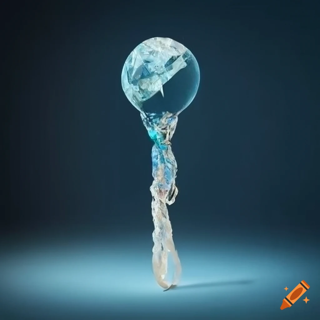 Sculpture of a long crystal rod with a ball at the end on Craiyon