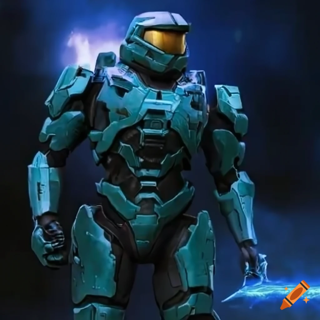 Master chief riding a stegasaurus with a wild-west style pistol on Craiyon