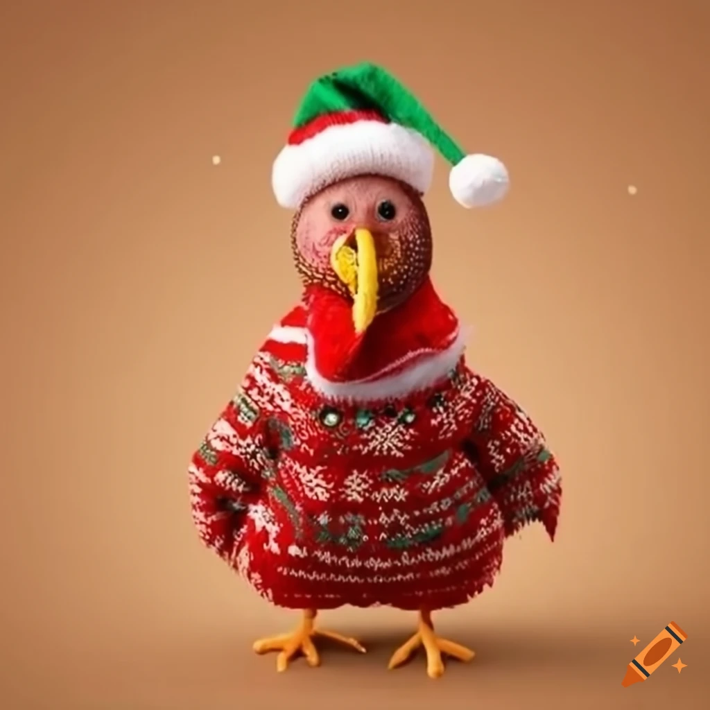 Turkey wearing an ugly christmas sweater