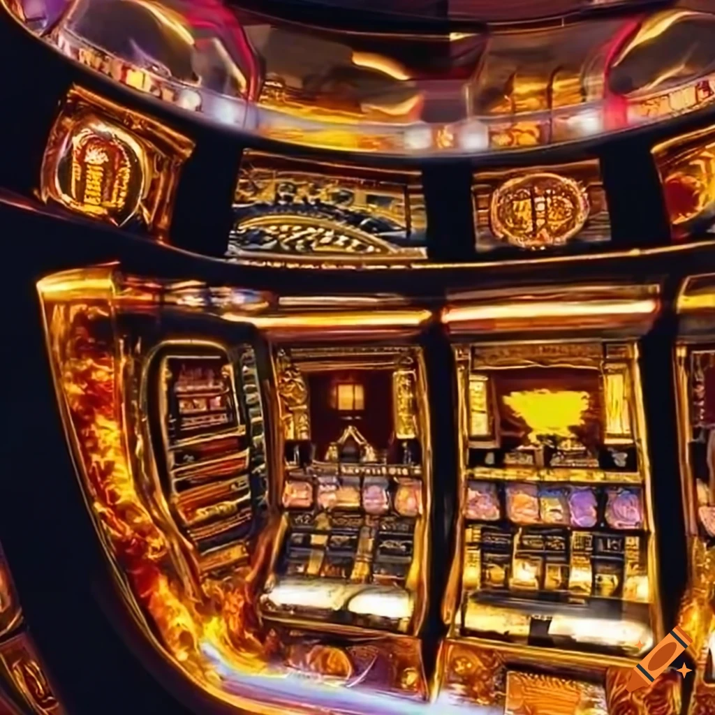 Glowing slot machines against a vegas backdrop on Craiyon