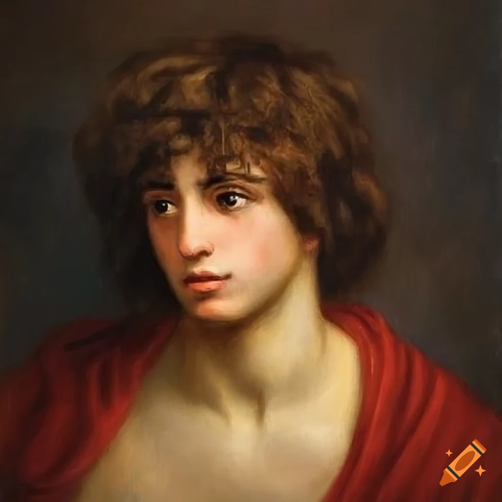 Monet's painting of a confident greek male god on Craiyon