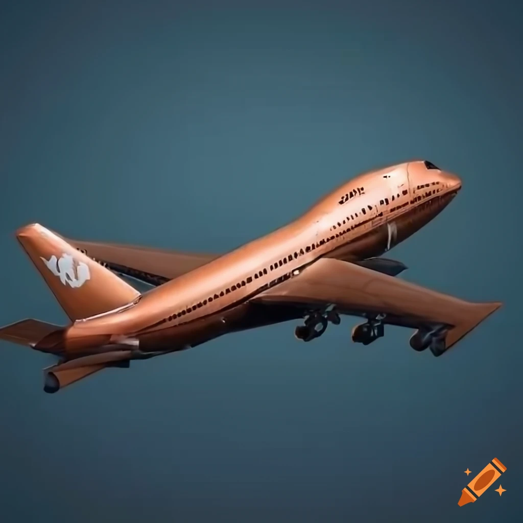 Bronze colored boeing 747 airplane on Craiyon