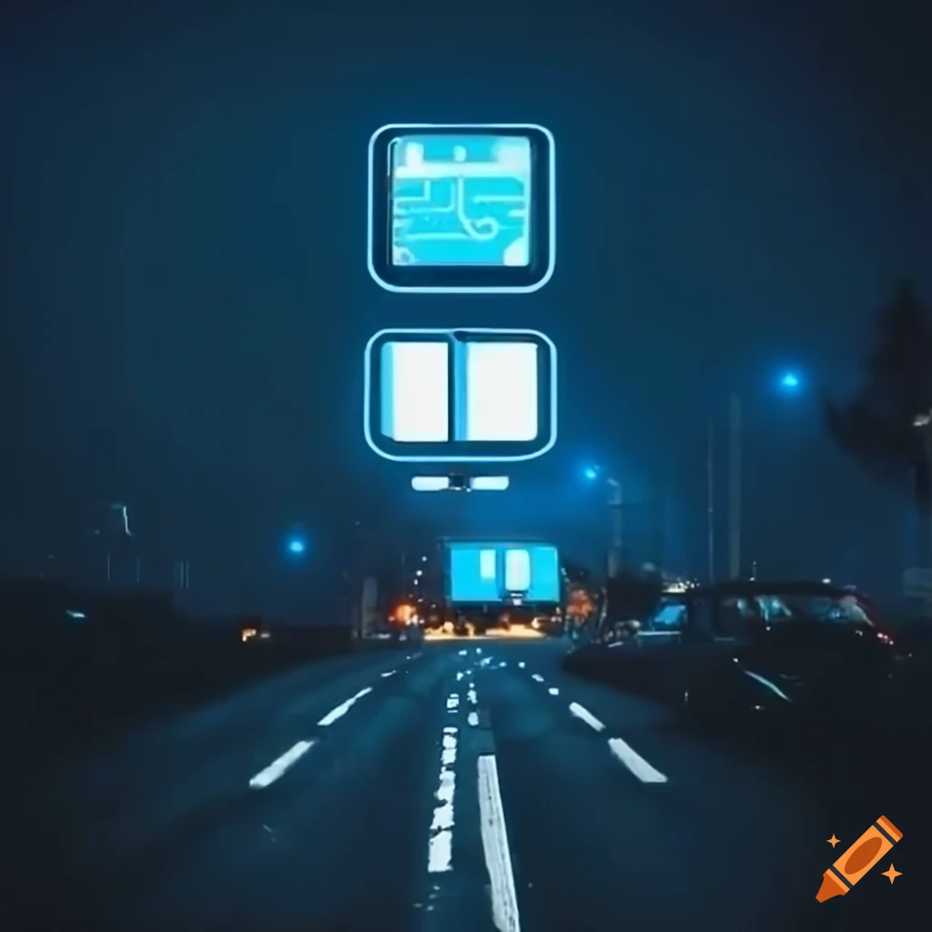 Smart street sign displaying weather conditions on Craiyon