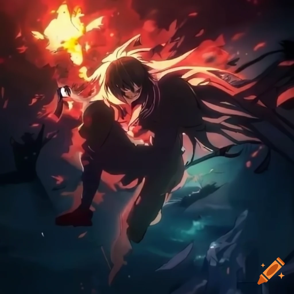 Anime action scene on Craiyon