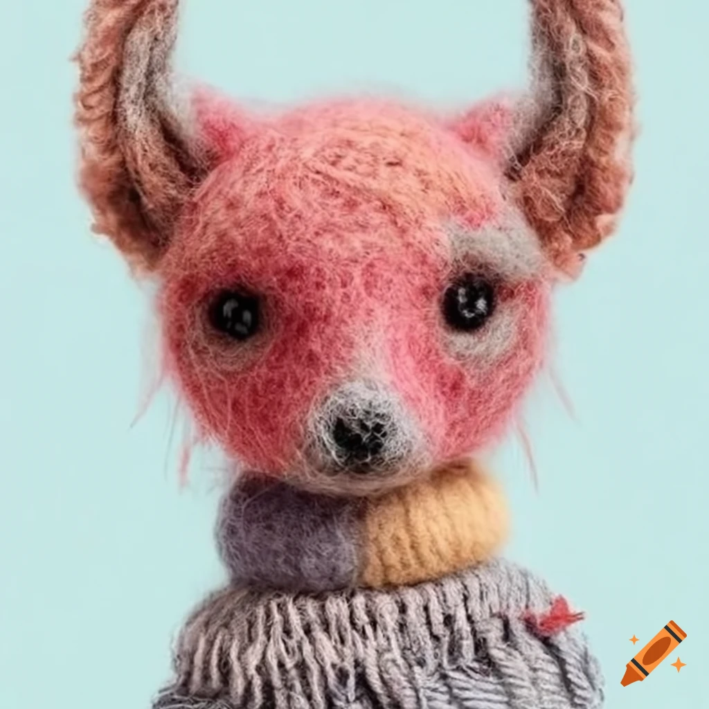 Detailed felted wool sculptures with clothing on Craiyon