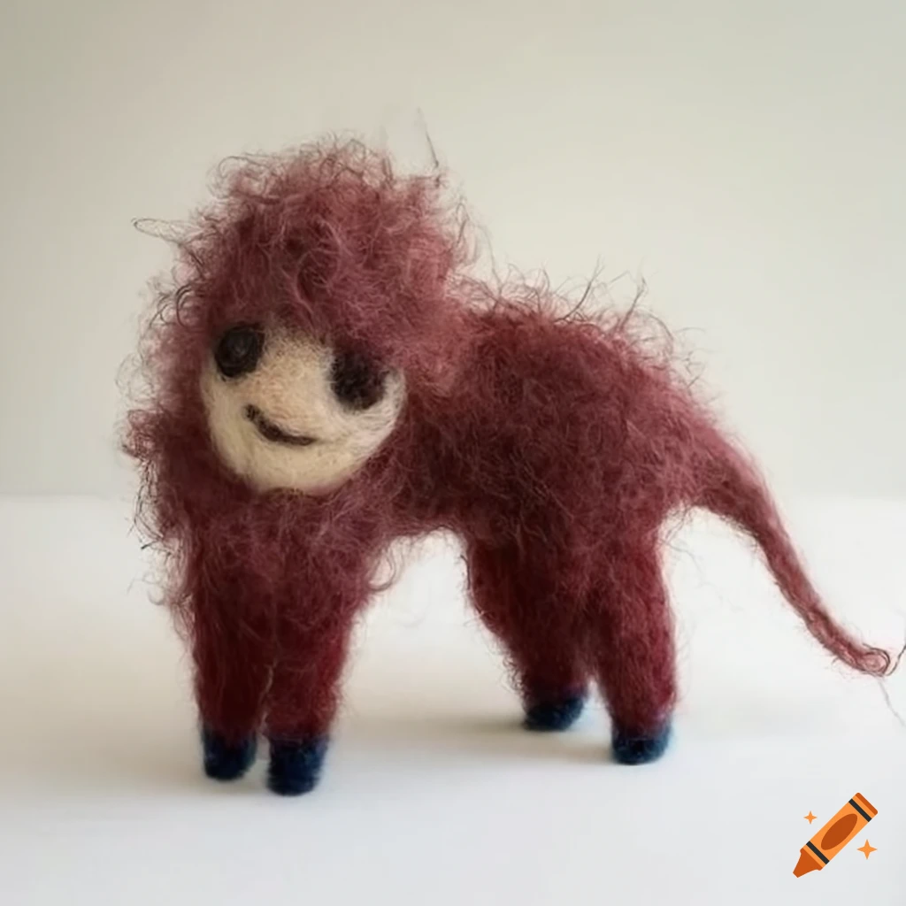 Handmade felted wool humanoid wolf creature on Craiyon