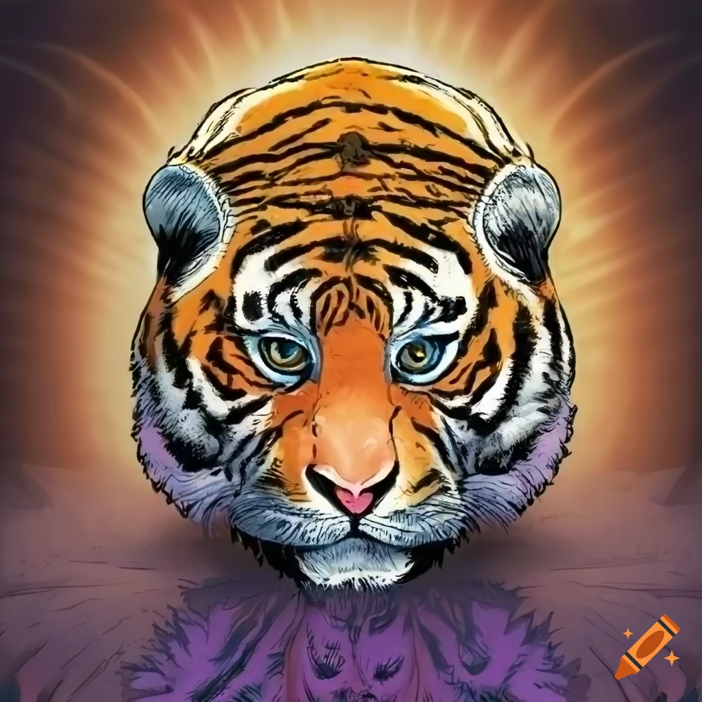 Vibrant comic style cover page with tigers and monkeys on Craiyon