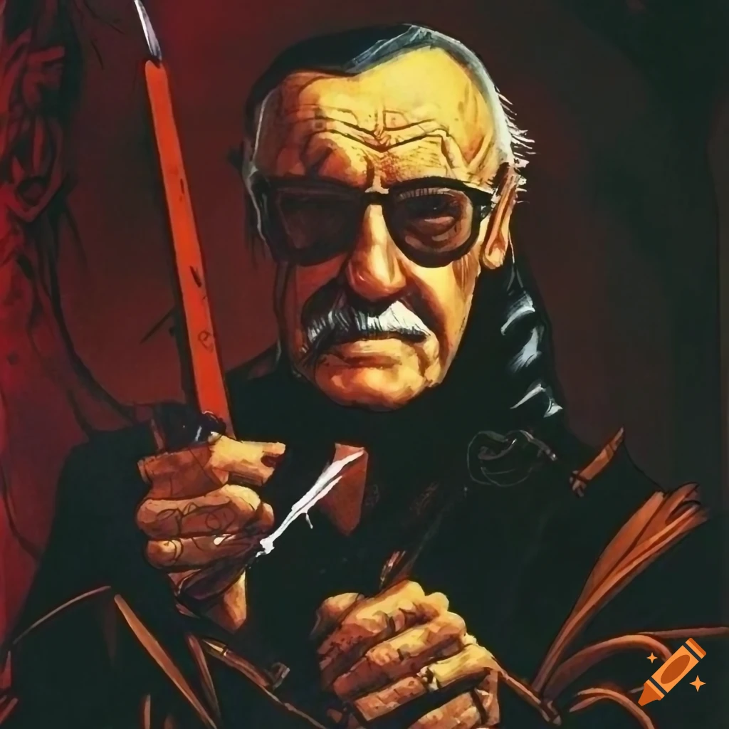 Stan lee: assassin comic book by bill sienkiewicz on Craiyon
