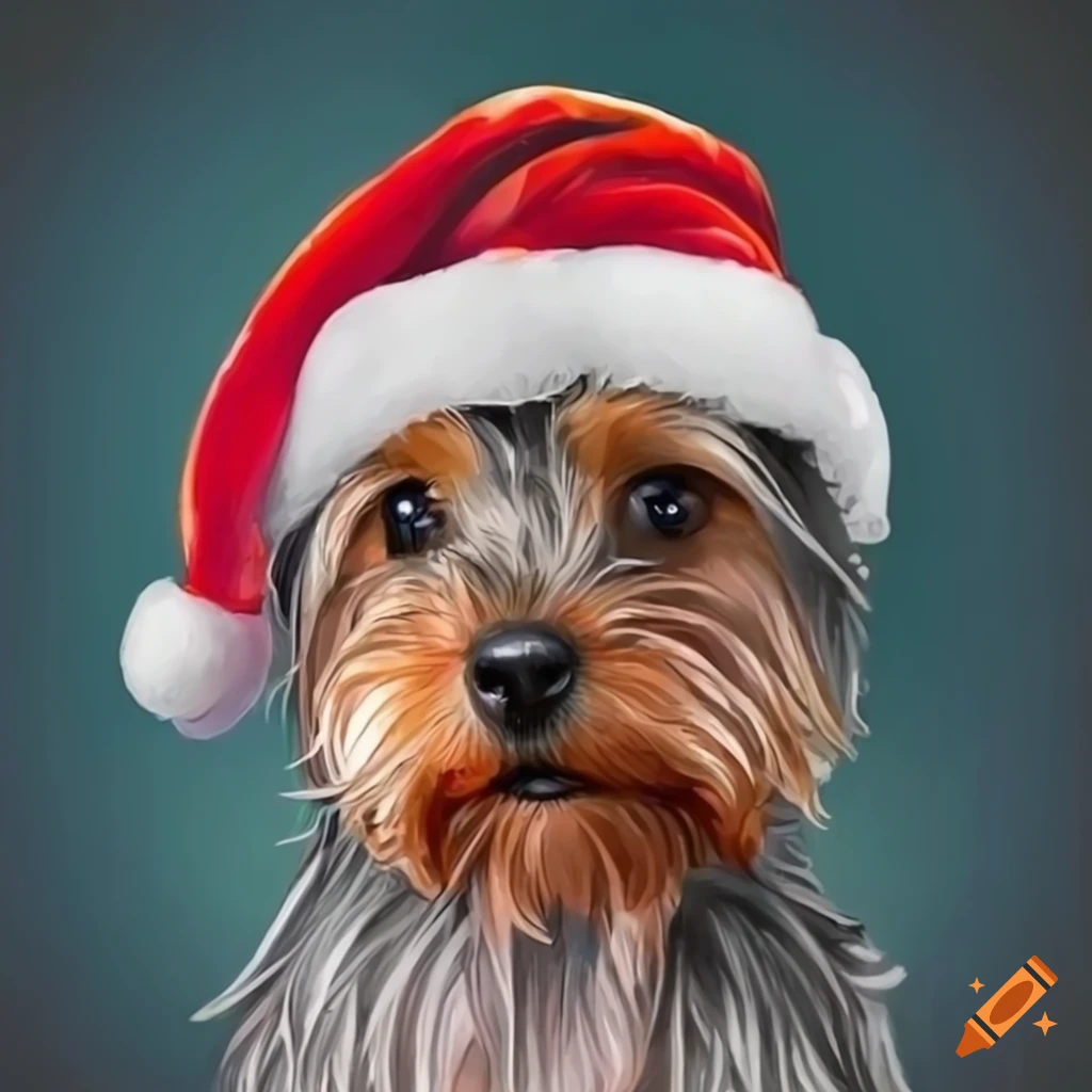 Yorkshire terrier dressed as santa claus on Craiyon