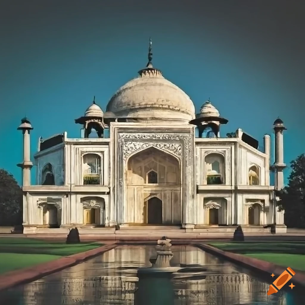 Frontal view of Mughal Mahal White House Whitemarsh Lynnewood on Craiyon