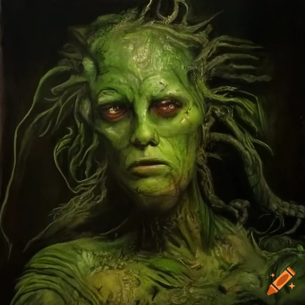 Close-up portrait of a biopunk mermaid with bioluminescent scales ...