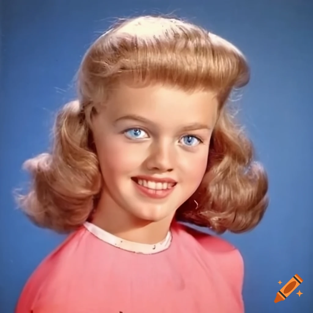 Yearbook photo of a beautiful blonde girl in the 1950s on Craiyon