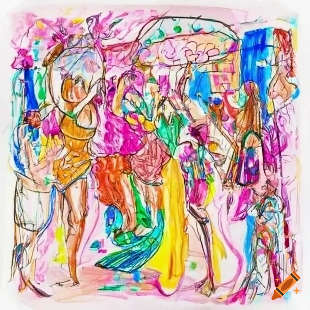 Detailed sketch of a festive event