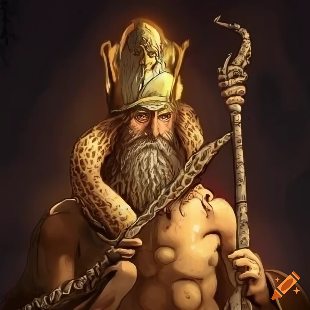 Dibujo de un dios griego de la edad media